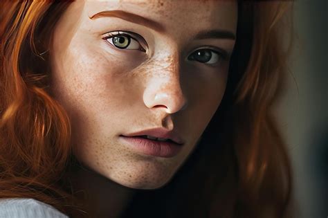 Premium Ai Image A Woman With Freckles On Her Face