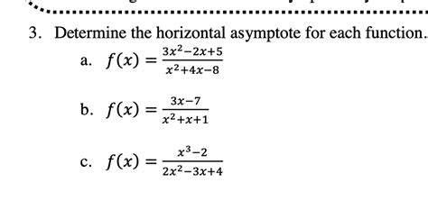 Solved Determine The Horizontal Asymptote For Each Function
