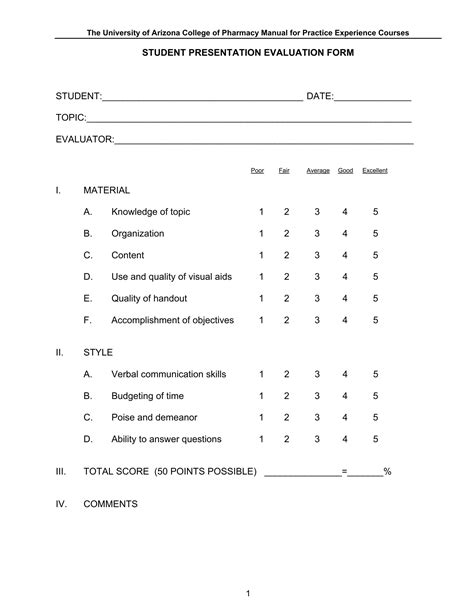 28 Printable Formal Presentation Evaluation Form Temp Porn Sex Picture