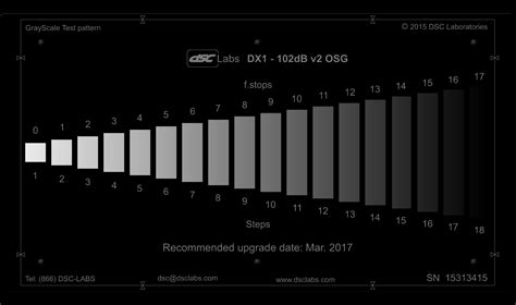 dx1 102db 18 step grayscale test charts