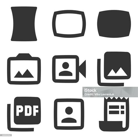 Set 9 Ikon Gambar Koleksi Vektor Ikon Web Garis Tipis Buat Garis Besar