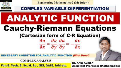 cauchy riemann equations analytic function necessary condition for