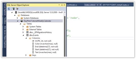 javascript weekly calendar in asp core application daypilot code