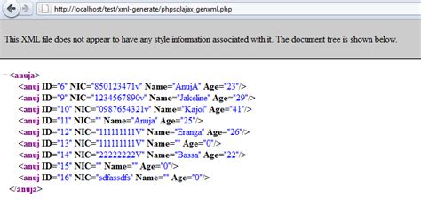 retrieve data from mysql table and generate xml in php anu s crazy world