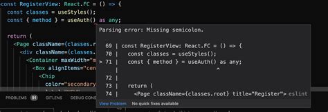 reactjs unexpected eslint error on typescript as operator stack