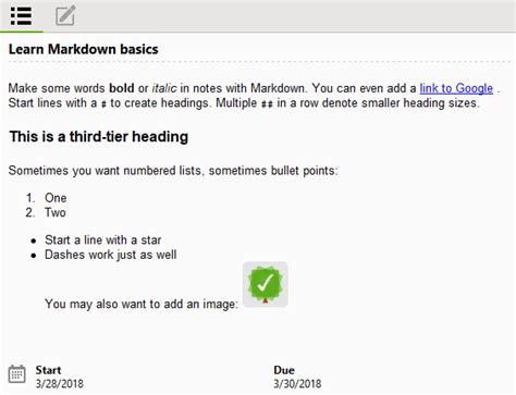notes formatting with markdown