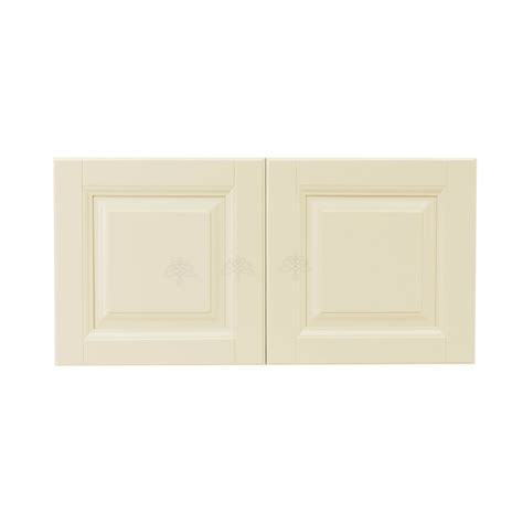 Hampton Creamy White Finish Wall Cabinet W36 H12 D12 Glass Door