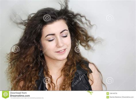 Beautiful Girl Curly Haired Girl Stock Image Image Of Background