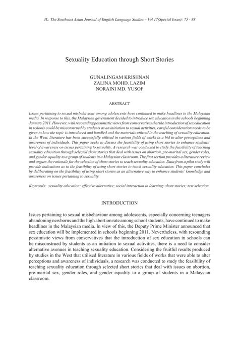 pdf sexuality education through short stories