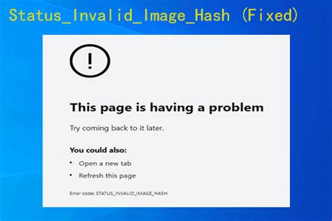 chrome error code status invalid image hash [fixed]