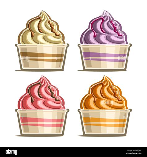 Set De Vectores De Helado En Vasos De Papel Imagen Vector De Stock Alamy