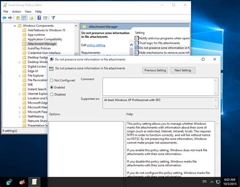 disable downloaded files from being blocked in windows 10