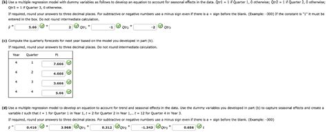 solved consider the following time series data quarter ye