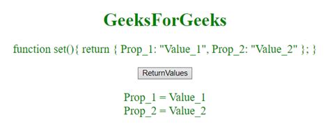 javascript return multiple values from function geeksforgeeks