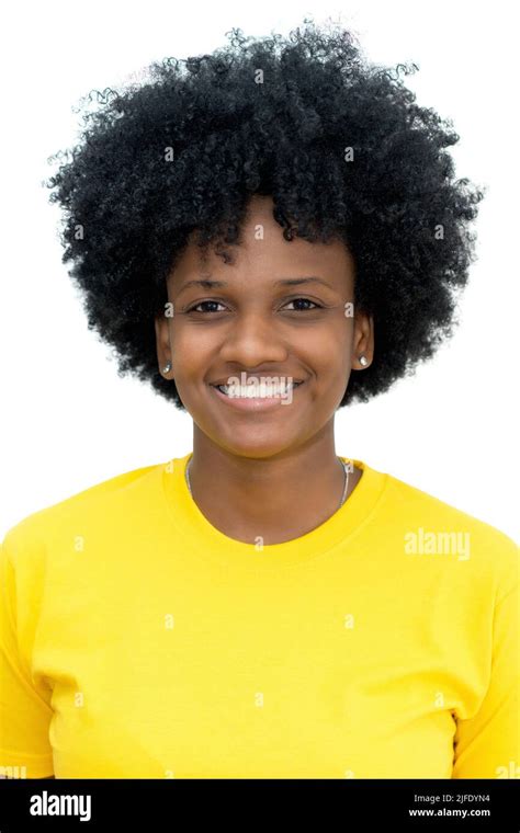 Passport Photo Of Laughing African American Young Adult Woman Isolated