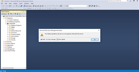 ssms the collation specified by sql server is not