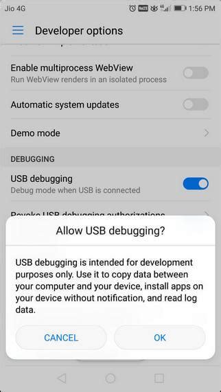 enable developer options usb debugging on huawei p20