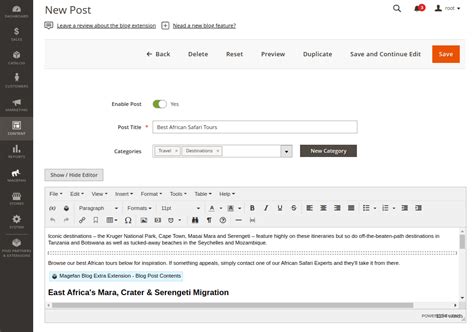 how to create a blog in magento 2 magefan