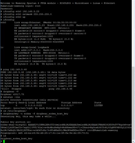 linux with ethernet dropbear ssh and ligd web server on waxwing