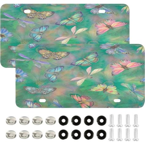 Butterfly Dragonfly License Plates Front License Plate Covers Metal Car
