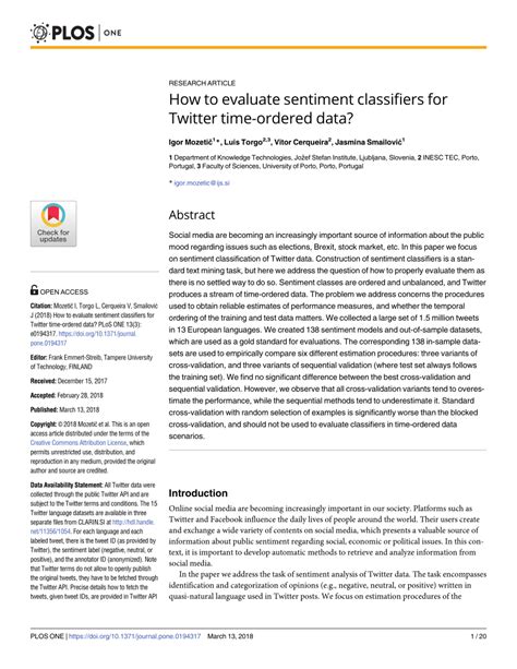 pdf how to evaluate sentiment classifiers for twitter time ordered data