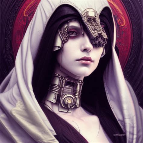 Hermoso Retrato Gótico De Doncella Warhammer 40000 Cyberpunk Concept