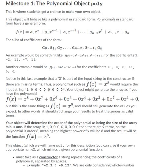 solved milestone 1 the polynomial object poly this is where