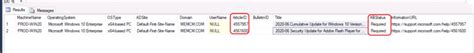 sccm patch status sql query based on particular collection configmgr