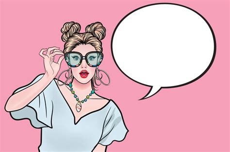 Femme Pop Art Surprise Dans Des Lunettes Hipster Affiche Publicitaire