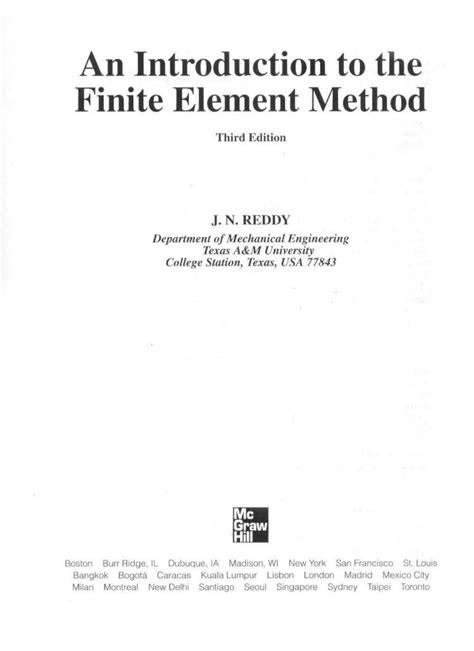 pdf an introduction to the finite element method by j n reddy 3rd