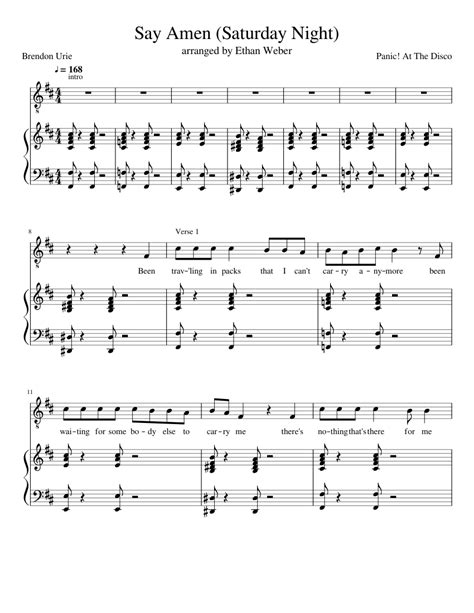 Panic At The Disco Say Amen Saturday Night Piano Voice Sheet