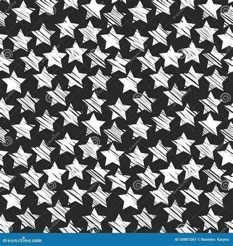 Seamless Star Monochrome Background Black And Stock Vector