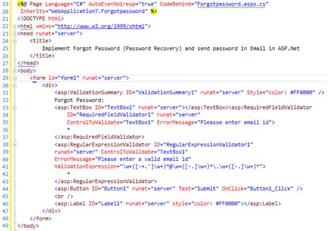 password recovery send password in email using asp
