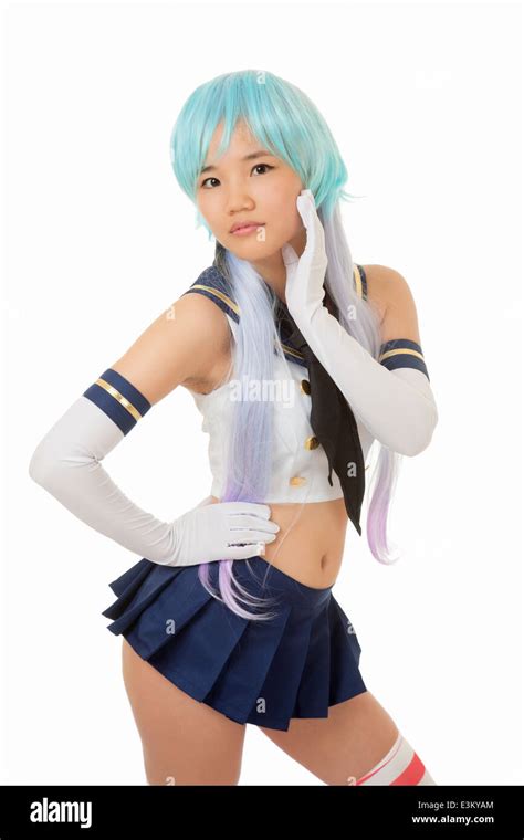 Beautiful And Sexy Chinese Woman Having Some Fun With Cosplay Isolated