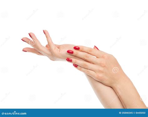 Woman Hands With Manicured Red Nails Stock Image Image 35846545