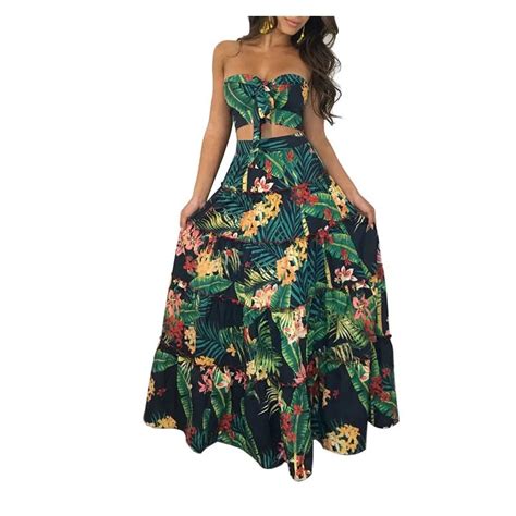 Buy Sexy Strapless Sleeveless Beach Maxi Dress Two