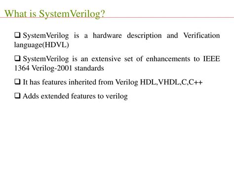 ppt an introduction to systemverilog powerpoint presentation free