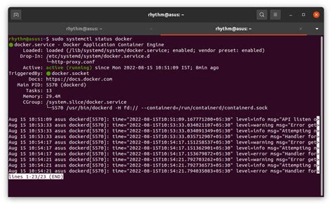 not able to use docker even though the demon status is active issue