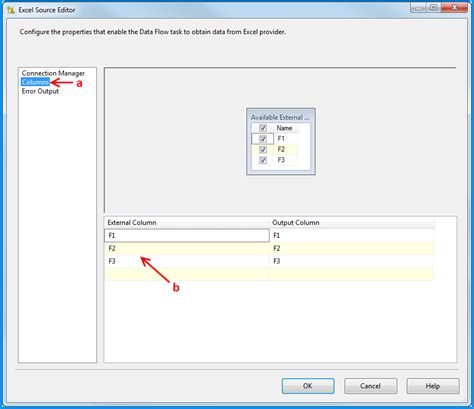 sql server how to use the column names specified in excel file s