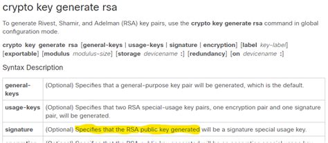 crypto key generate rsa signature command cisco community