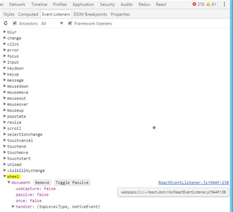 javascript handling of wheel input event was delayed for xxx ms due