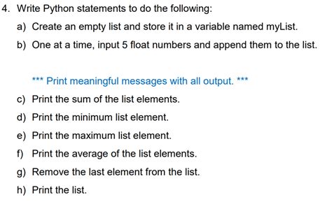 Solved 4 Write Python Statements To Do The Following A
