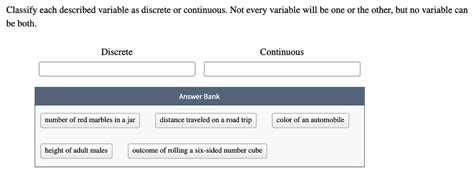solved classify each described variable as discrete or