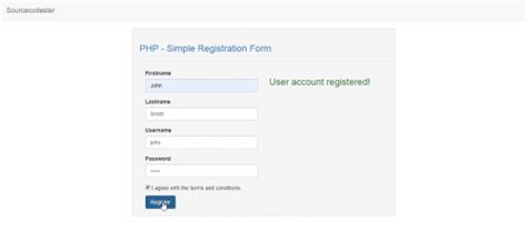 php simple registration form free source code and tutorials