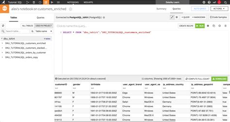 tutorial sql in dataiku dss dataiku