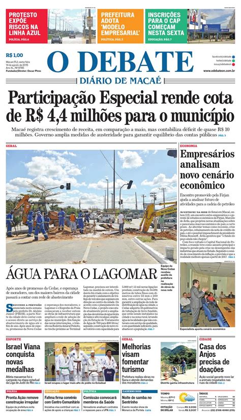 Noticiário 14 08 15 By O Debate Diario De Macae Issuu
