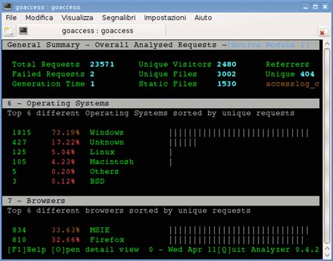 goaccess web analytics in real time con i log di apache