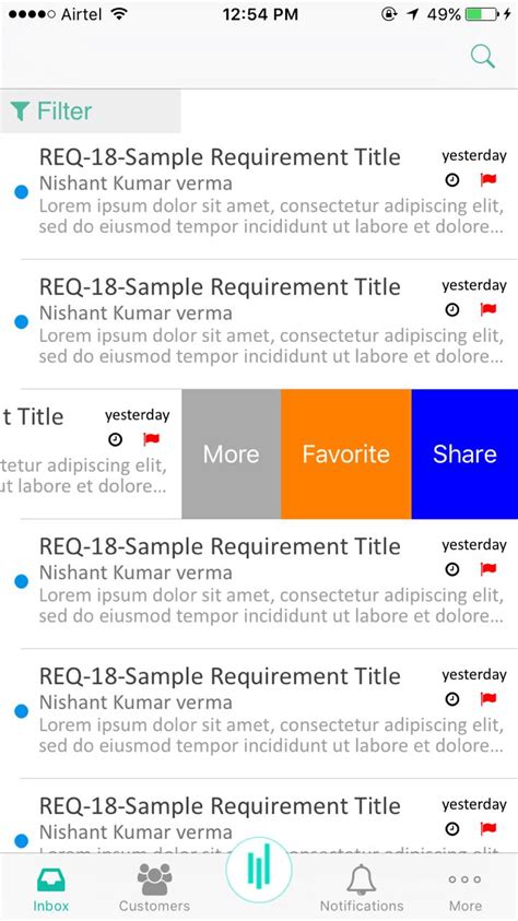 ios how to add swipe and header view to uitableview controller