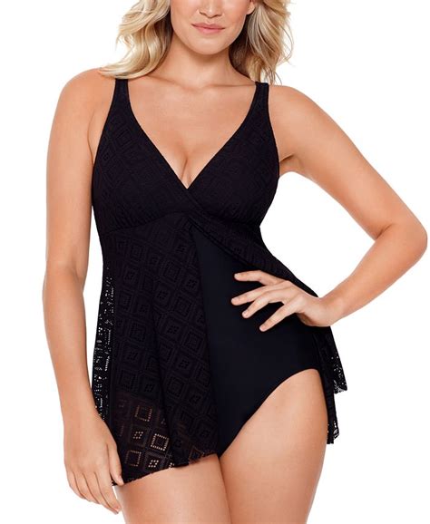Swim Solutions Crochet Flyaway Tummy Control Swimdress Created For