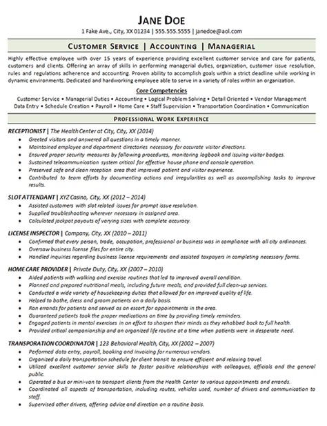 Employment Gap Resume Example Receptionist Customer Service